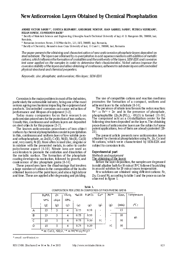 (PDF) New Anticorrosion Layers Obtained by Chemical Phosphatation