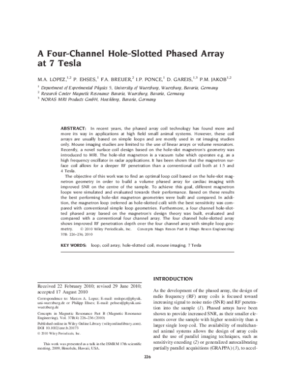 (PDF) A four-channel hole-slotted phased array at 7 Tesla