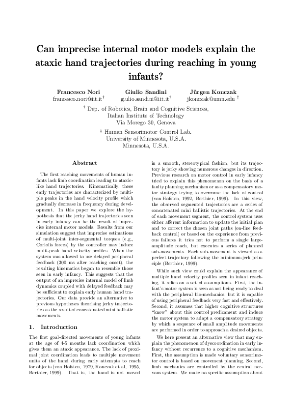 (PDF) Can Imprecise Internal Motor Models Explain the Ataxic Hand ...