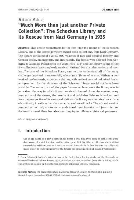 (PDF) "Much More than just another Private Collection": The Schocken ...