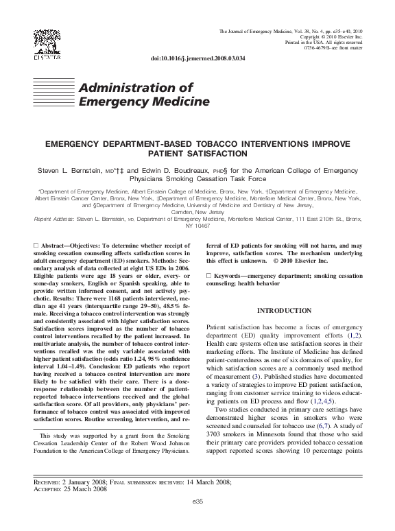 (PDF) Emergency Department-Based Tobacco Interventions Improve Patient ...