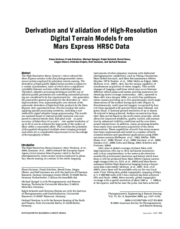 (PDF) Derivation and Validation of High-Resolution Digital Terrain ...