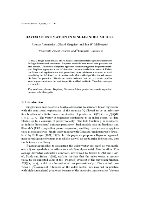 (PDF) Bayesian estimation in single-index models