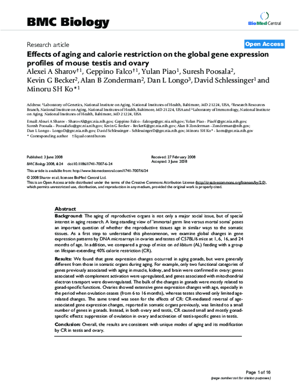 (PDF) Effects of aging and calorie restriction on the global gene ...