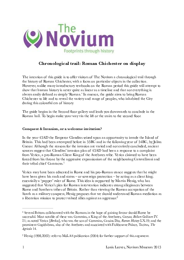 (PDF) Chronological trail: Roman Chichester on display (The Novium Museum)
