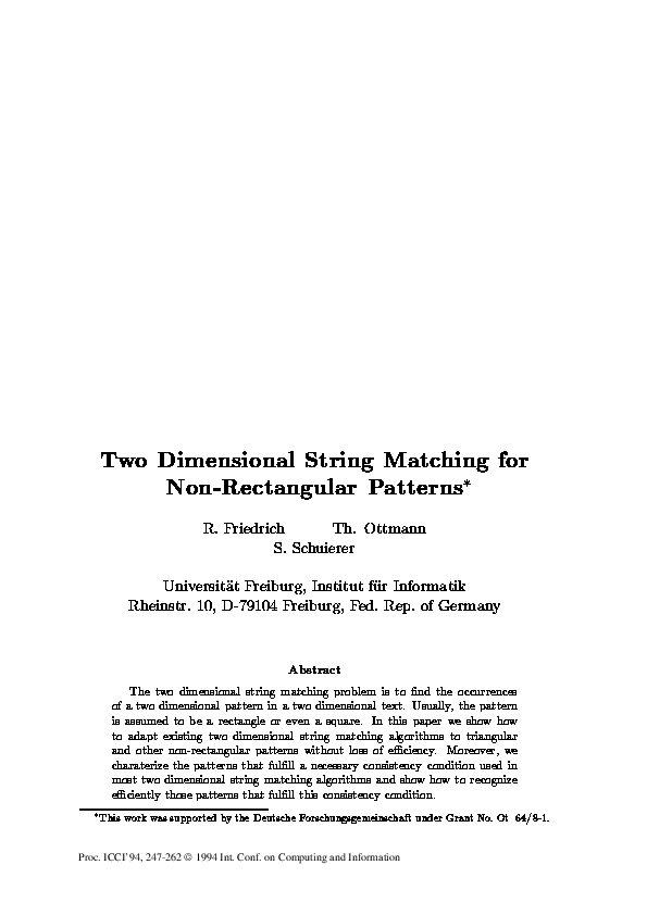 Pdf Two Dimensional String Matching For Non Rectangular Patterns