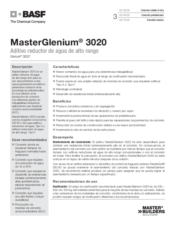 (PDF) Glenium 3020 - Master Glenium 3020