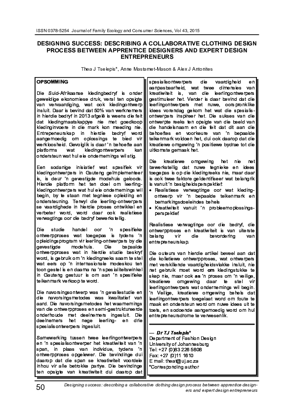 (PDF) DESIGNING SUCCESS: DESCRIBING A COLLABORATIVE CLOTHING DESIGN ...