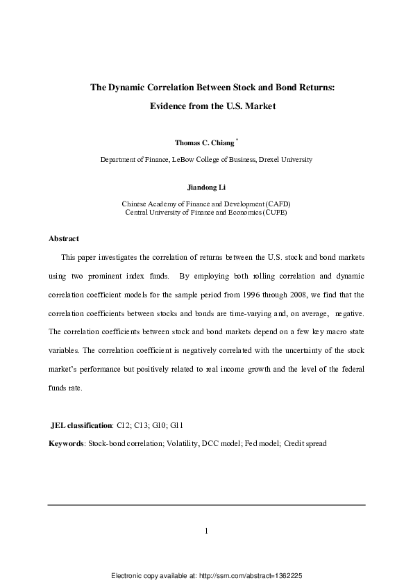 (PDF) The Dynamic Correlation between Stock and Bond Returns