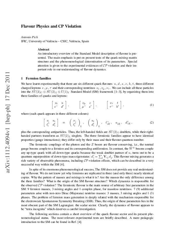 (PDF) Flavour physics and CP violation