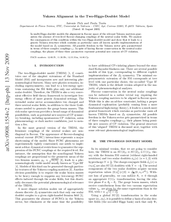 (PDF) Yukawa alignment in the two-Higgs-doublet model