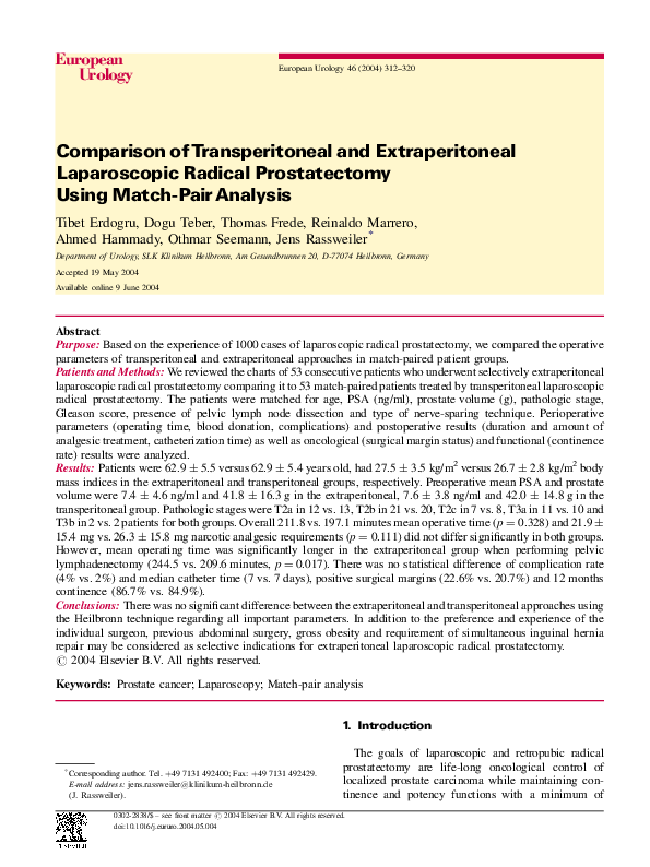 (PDF) Comparison of Early Oncologic Results of Laparoscopic Radical ...