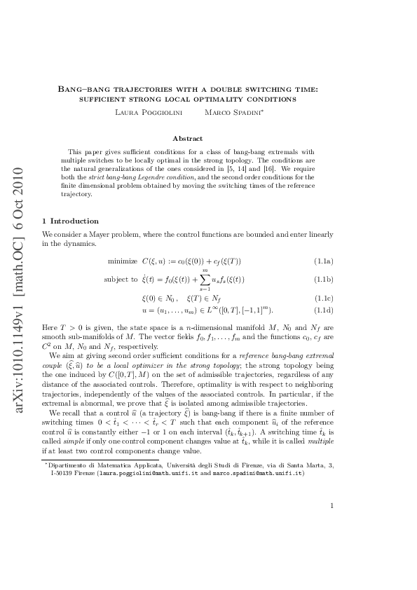 (PDF) Bang--bang trajectories with a double switching time in the ...