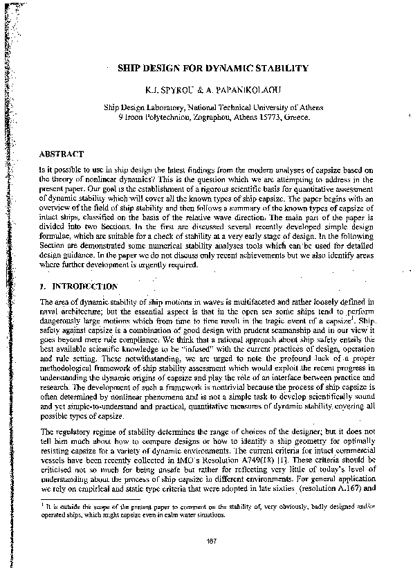 (PDF) SHIP DESIGN FOR DYNAMIC STABILITY