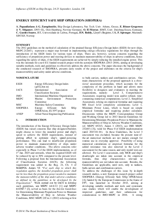 (PDF) Energy Efficient Safe Ship Operation