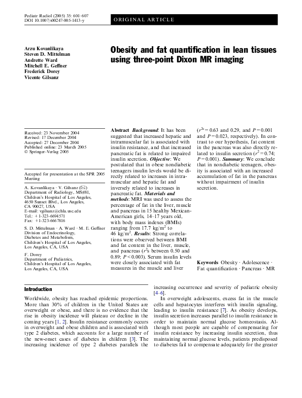 (PDF) Obesity and fat quantification in lean tissues using three-point ...