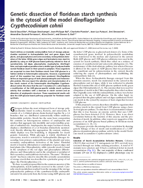 (PDF) Genetic dissection of floridean starch synthesis in the cytosol ...
