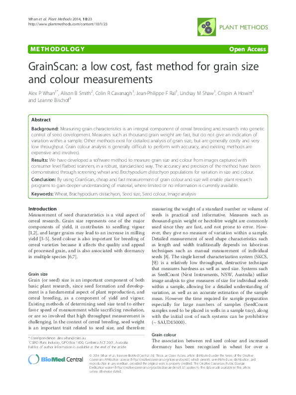 (PDF) GrainScan: a low cost, fast method for grain size and colour ...