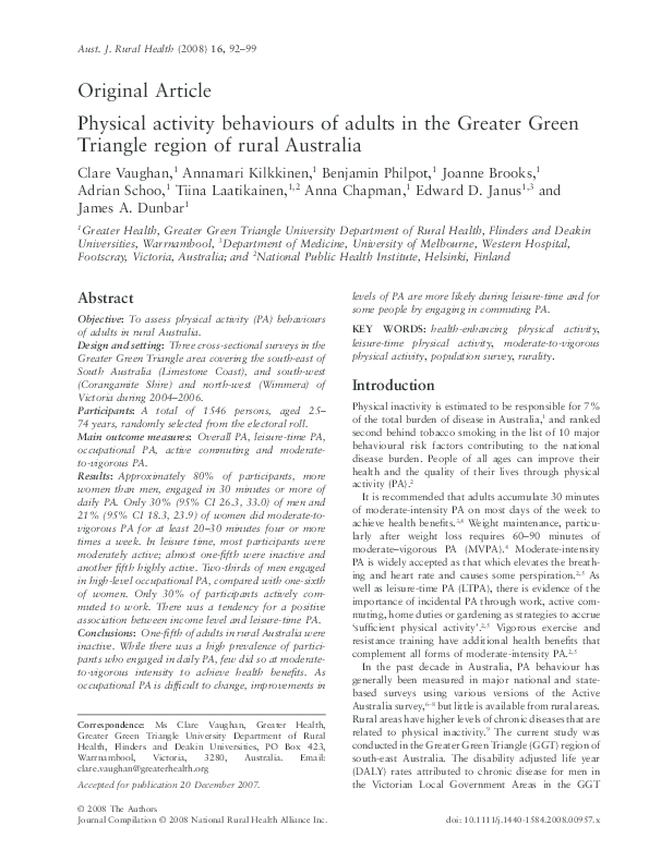 (PDF) Physical activity behaviours of adults in the Greater Green ...