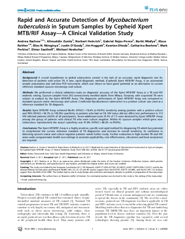 (PDF) Rapid and Accurate Detection of Mycobacterium Tuberculosis in ...