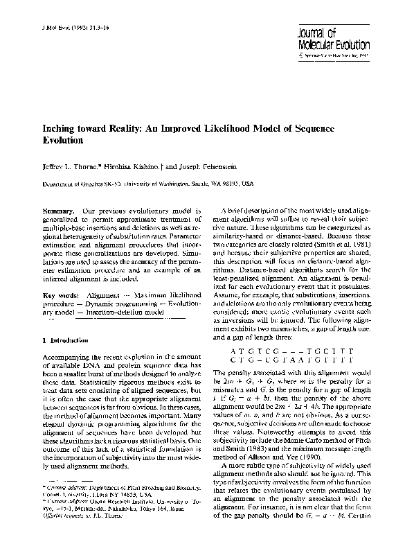 (PDF) Inching toward reality: An improved likelihood model of sequence ...