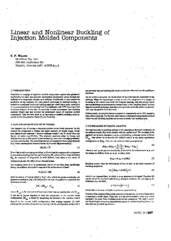 (PDF) Linear and non-linear buckling of injection molded components