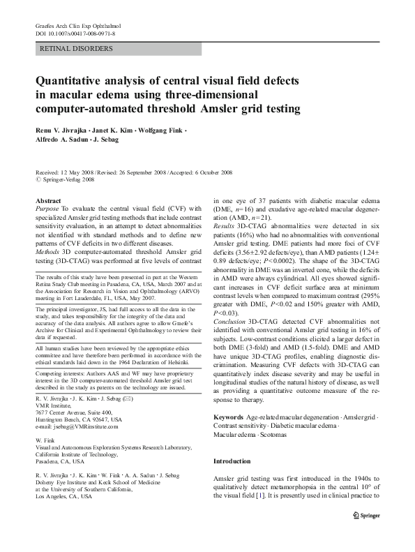 (PDF) Quantitative analysis of central visual field defects in macular ...