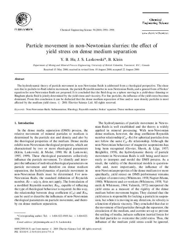 (PDF) Particle movement in non-Newtonian slurries: the effect of yield ...