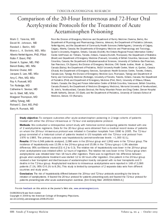 (PDF) Comparison of the 20-Hour Intravenous and 72-Hour Oral ...