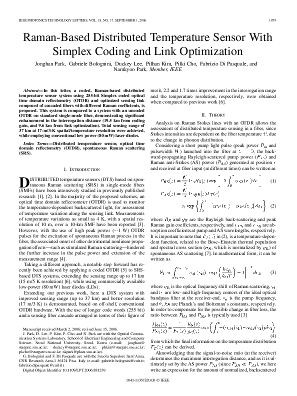 Pdf Raman Based Distributed Temperature Sensor With Simplex Coding
