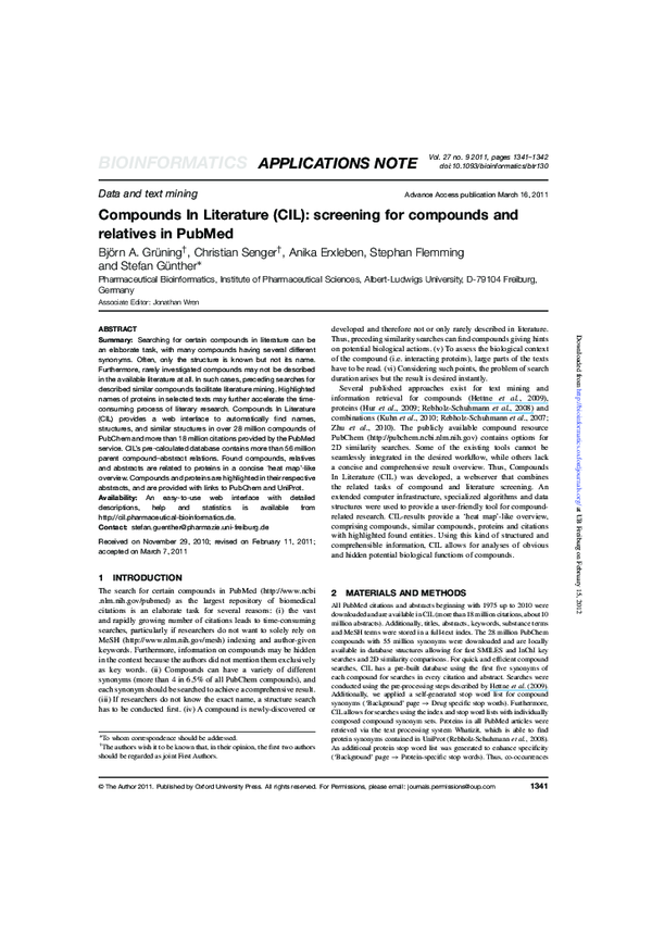 (PDF) Compounds In Literature (CIL): screening for compounds and ...