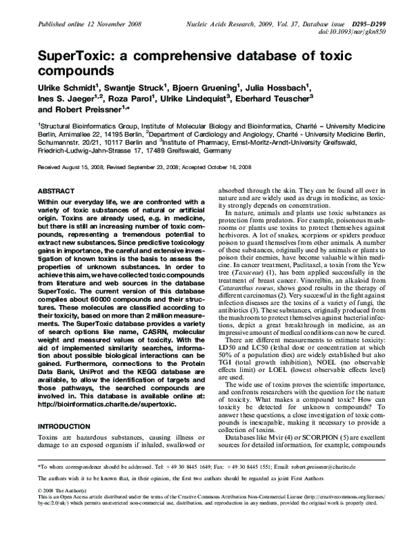 (PDF) SuperToxic: a comprehensive database of toxic compounds
