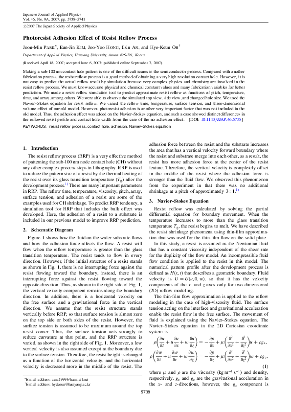 (PDF) Photoresist Adhesion Effect of Resist Reflow Process