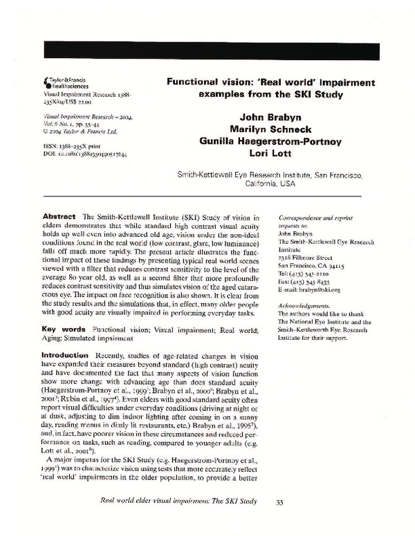 (PDF) Functional vision: ‘Real world’ impairment examples from the SKI ...