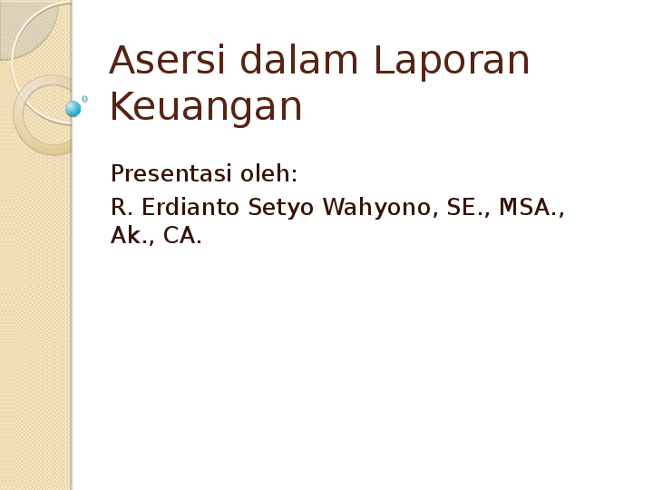 (PPT) Asersi dalam Laporan Keuangan