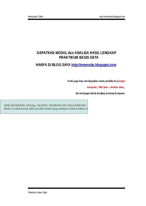 (PDF) Manipulasi Tabel Pada Basis Data
