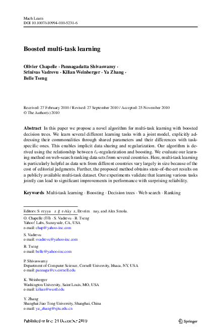 (PDF) Boosted multi-task learning