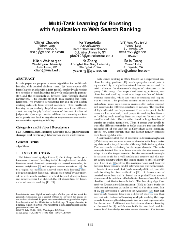 (PDF) Multi-task learning for boosting with application to web search ...