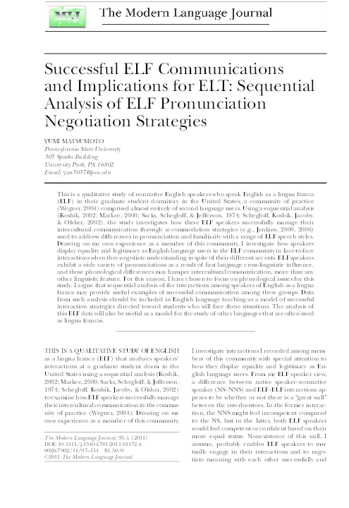 (PDF) Successful ELF communications and implications for ELT ...