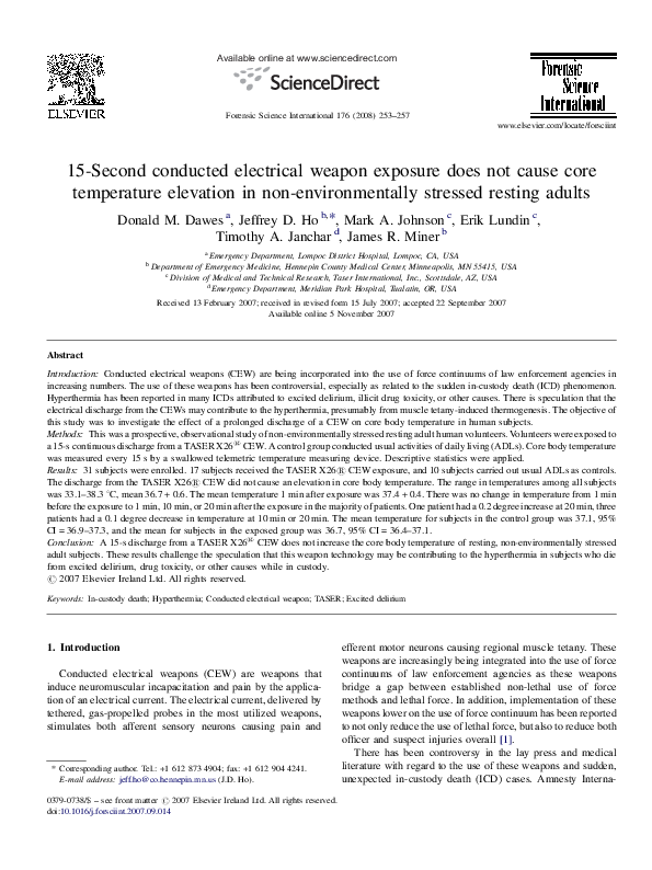 (PDF) 15-Second conducted electrical weapon exposure does not cause ...