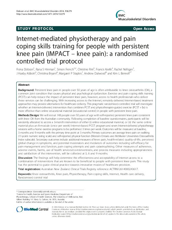 (PDF) Internet-mediated physiotherapy and pain coping skills training ...