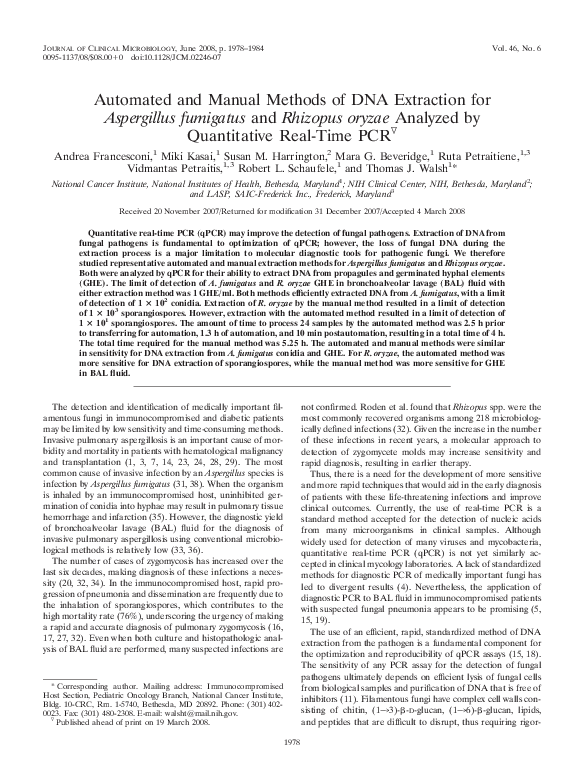 Automated and Manual Methods of DNA Extraction for Aspergillus ...