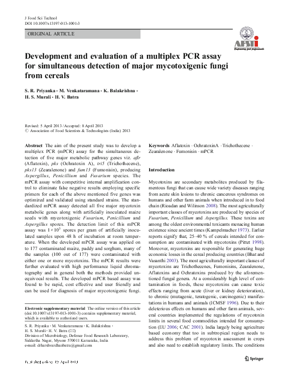 Pdf Development And Evaluation Of A Multiplex Pcr Assay For