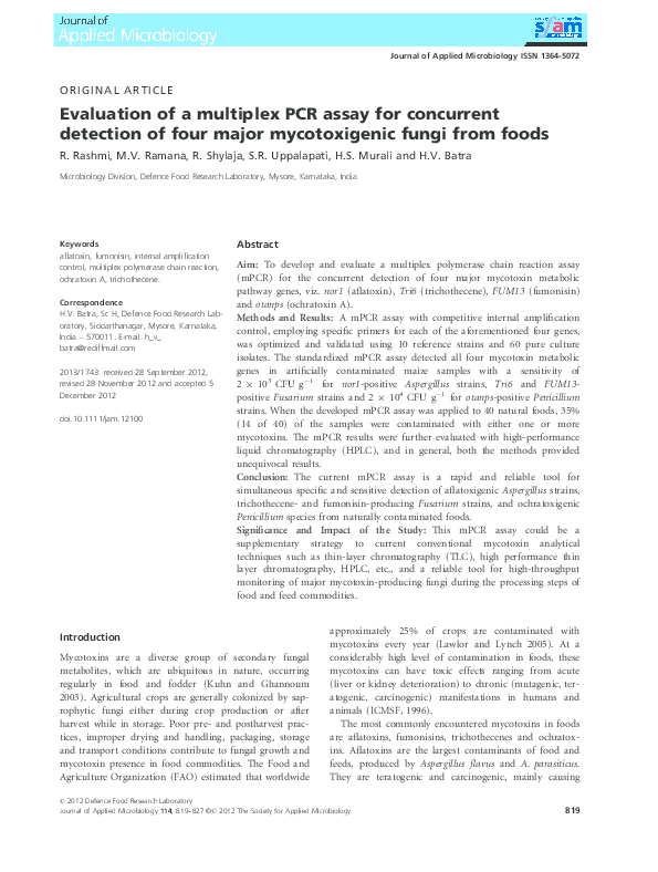 Pdf Evaluation Of A Multiplex Pcr Assay For Concurrent Detection Of