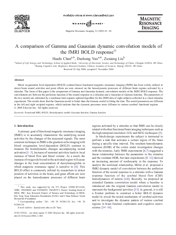 Pdf A Comparison Of Gamma And Gaussian Dynamic Convolution Models Of
