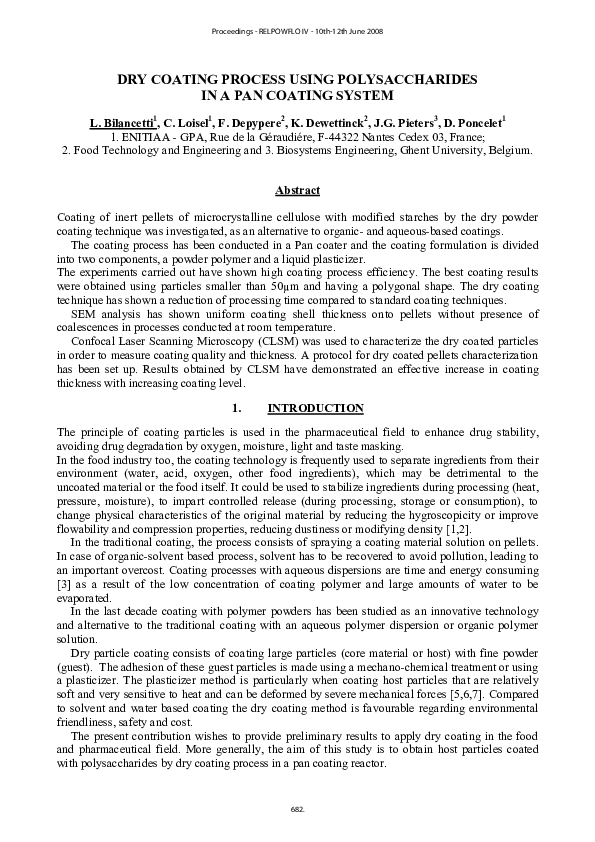(PDF) Dry coating process using polysaccharides in a Pan coating system