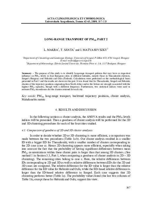 (PDF) LONG-RANGE TRANSPORT OF PM10, PART 2