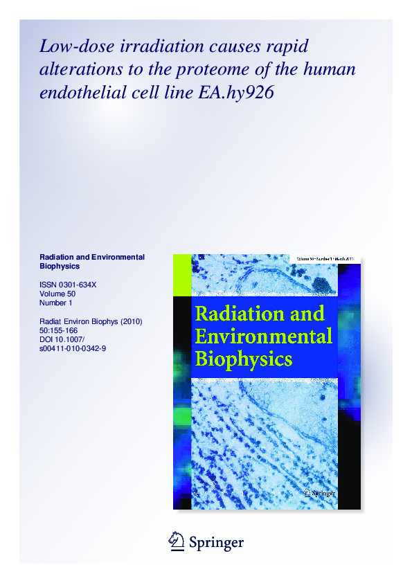 (PDF) Low-dose irradiation causes rapid alterations to the proteome of ...
