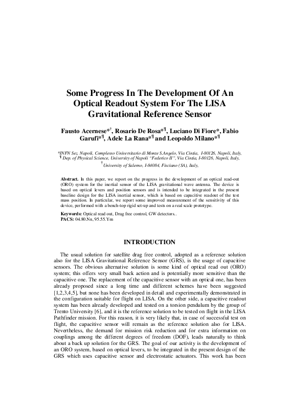 (PDF) Some Progress In The Development Of An Optical Readout System For ...