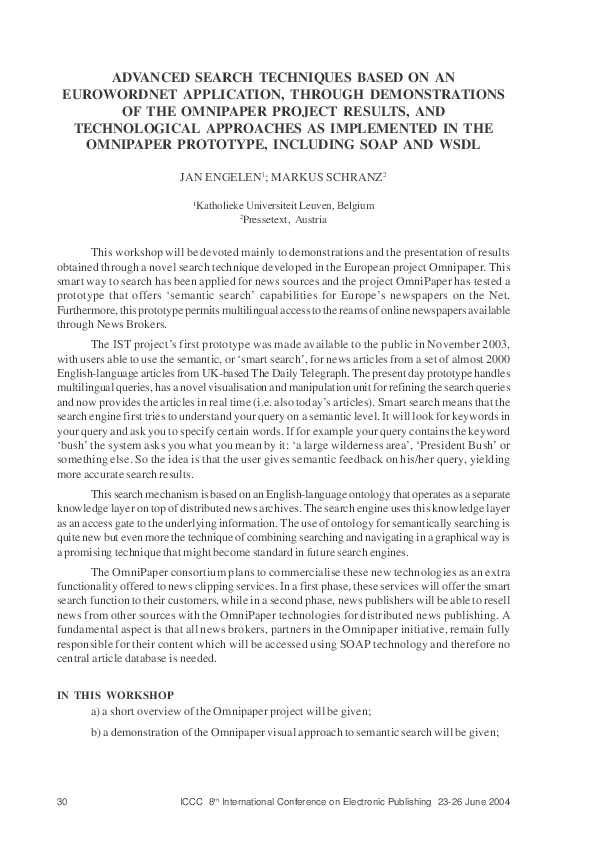 (PDF) Advanced search techniques based on an Eurowordnet application, through demonstrations of ...